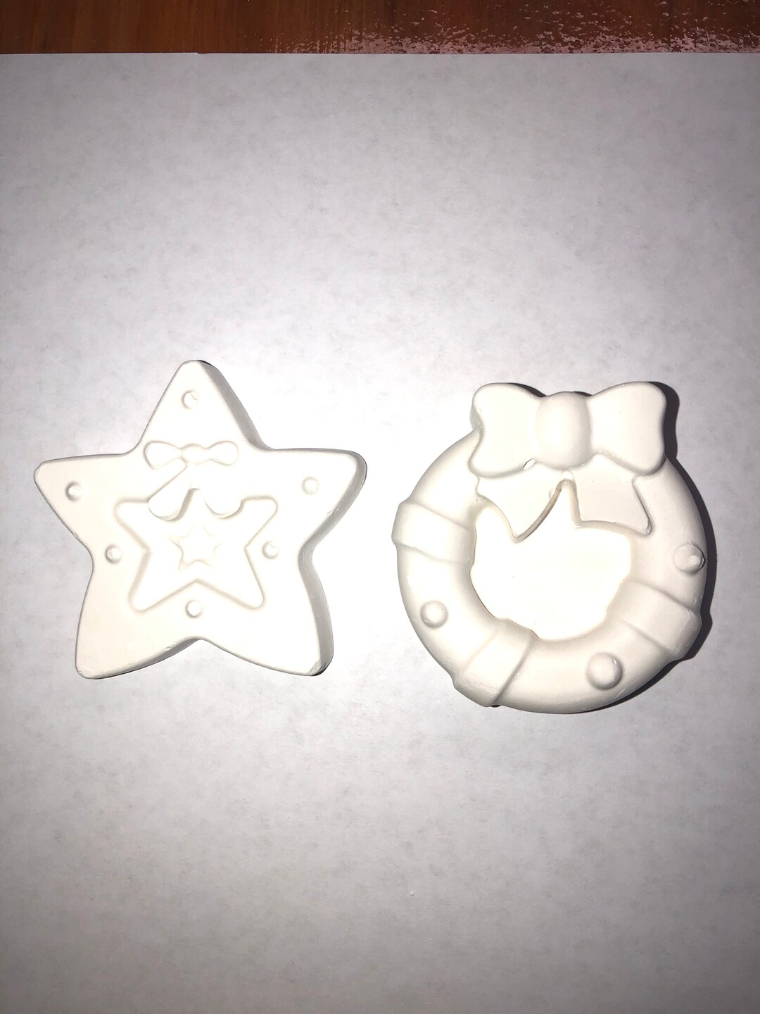 Ready to Paint Plaster Craft 2 Pieces Christmas Star and Wreath ...