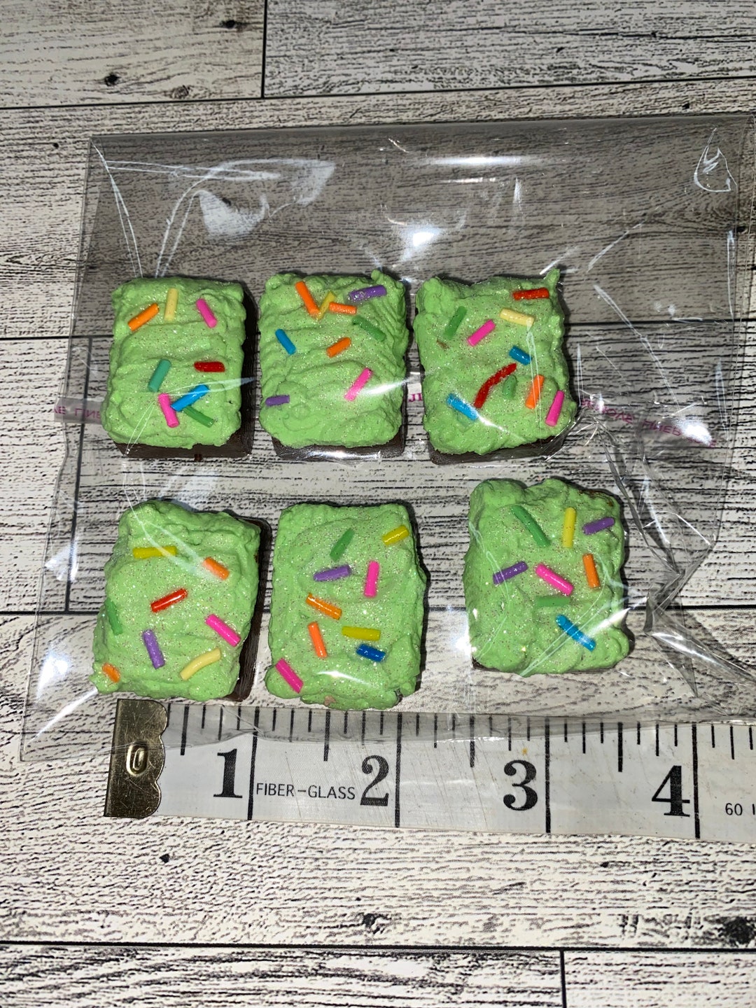 Fake Chocolate Bites: Green Frosting, Rainbow Sprinkles (6 Piece ...