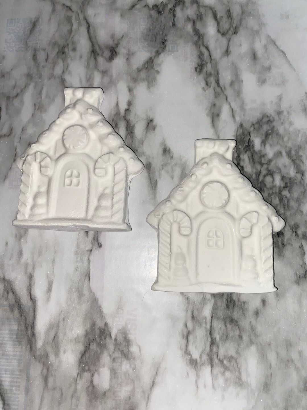 Ready to Paint Plaster Craft Chalkware 2 Pieces GINGERBREAD House Candy ...