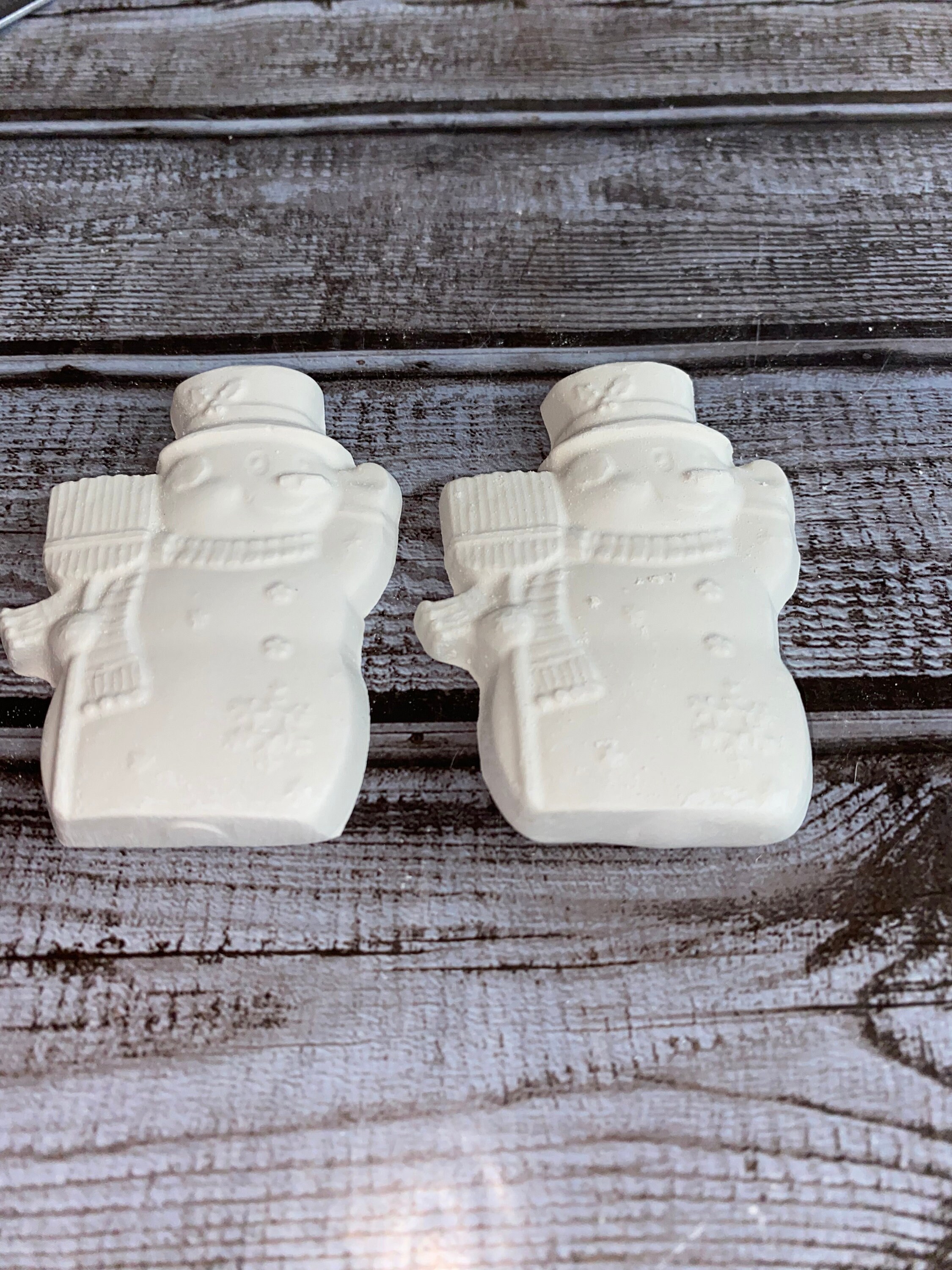 Ready to Paint Plaster Craft Chalkware 2 Pieces Snowman Ornament ...