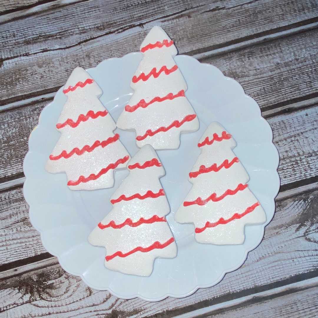 Handmade Fake Food Display 4-piece LARGE White Frosted Christmas Tree ...