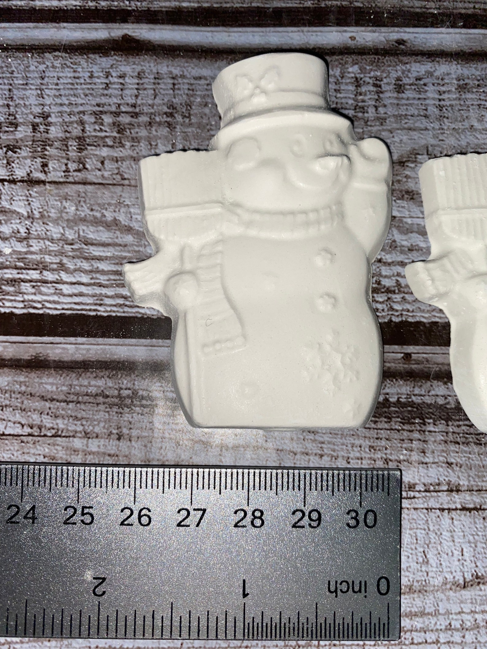 Ready to Paint Plaster Craft Chalkware 2 Pieces Snowman Ornament ...