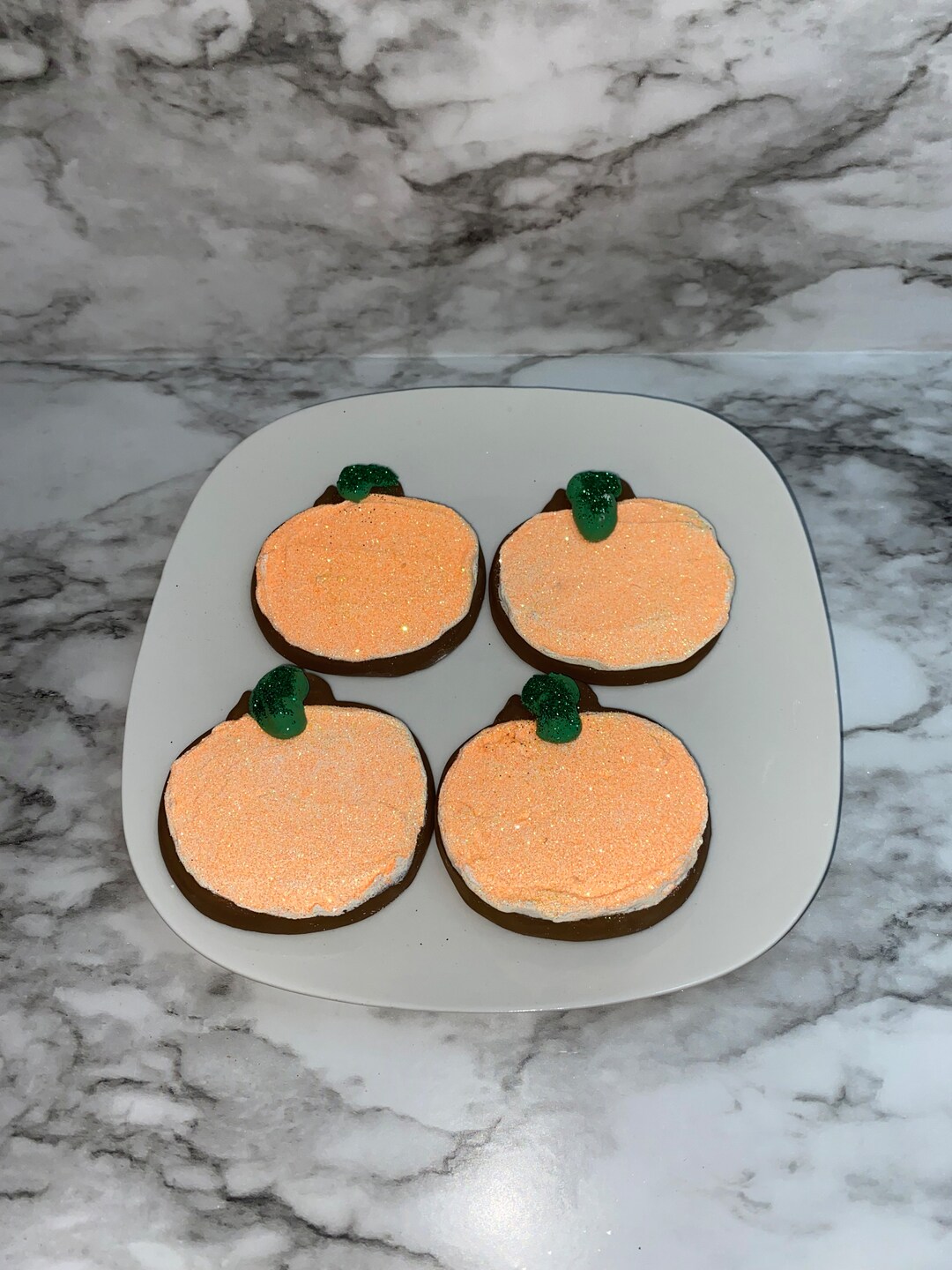 Fake Food Display Prop 4-piece Fall HALLOWEEN Glittery Pumpkin Iced ...