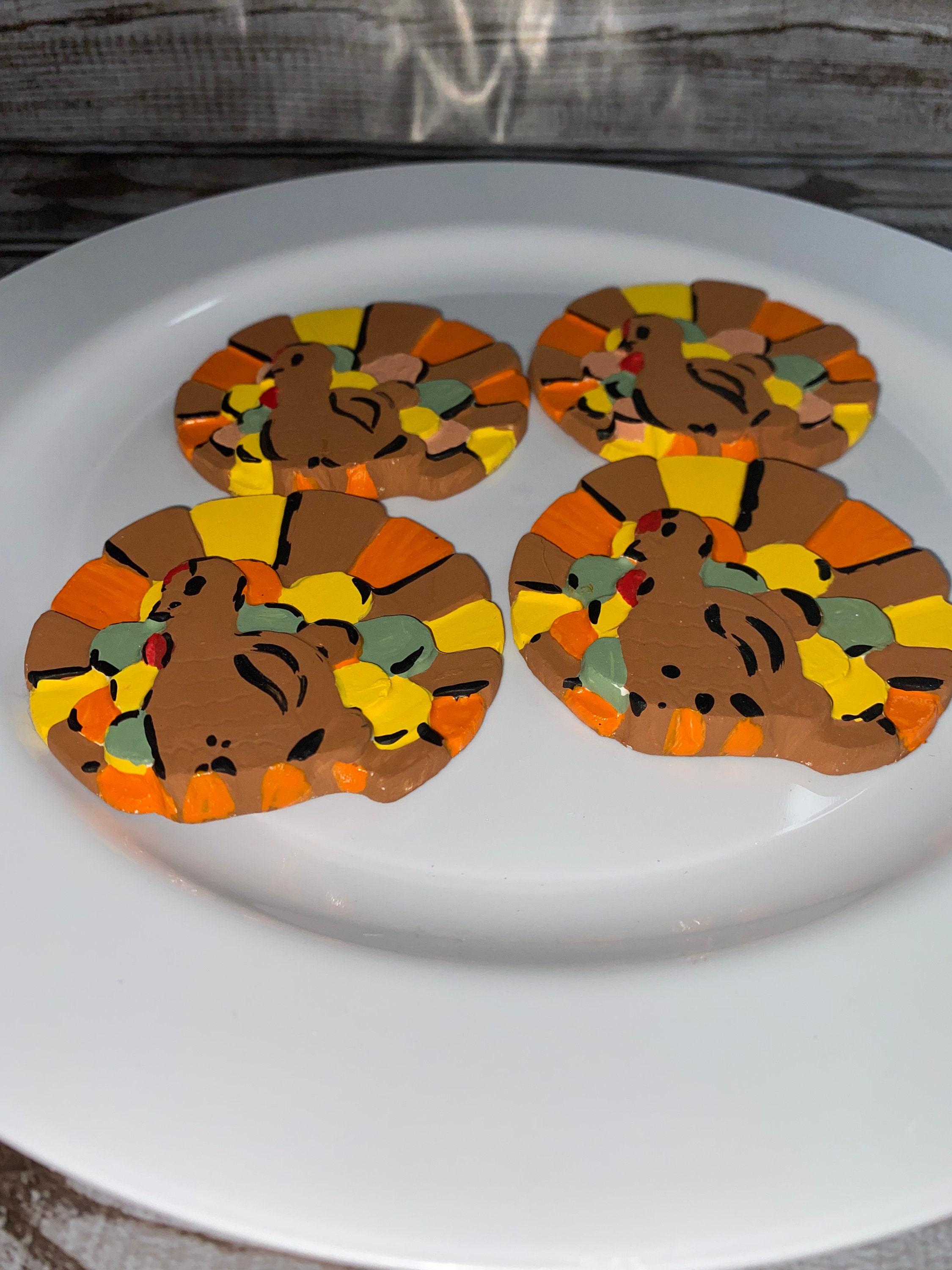 Fake Food Display 4 Piece Painted Thanksgiving TURKEY Sugar Cookies ...