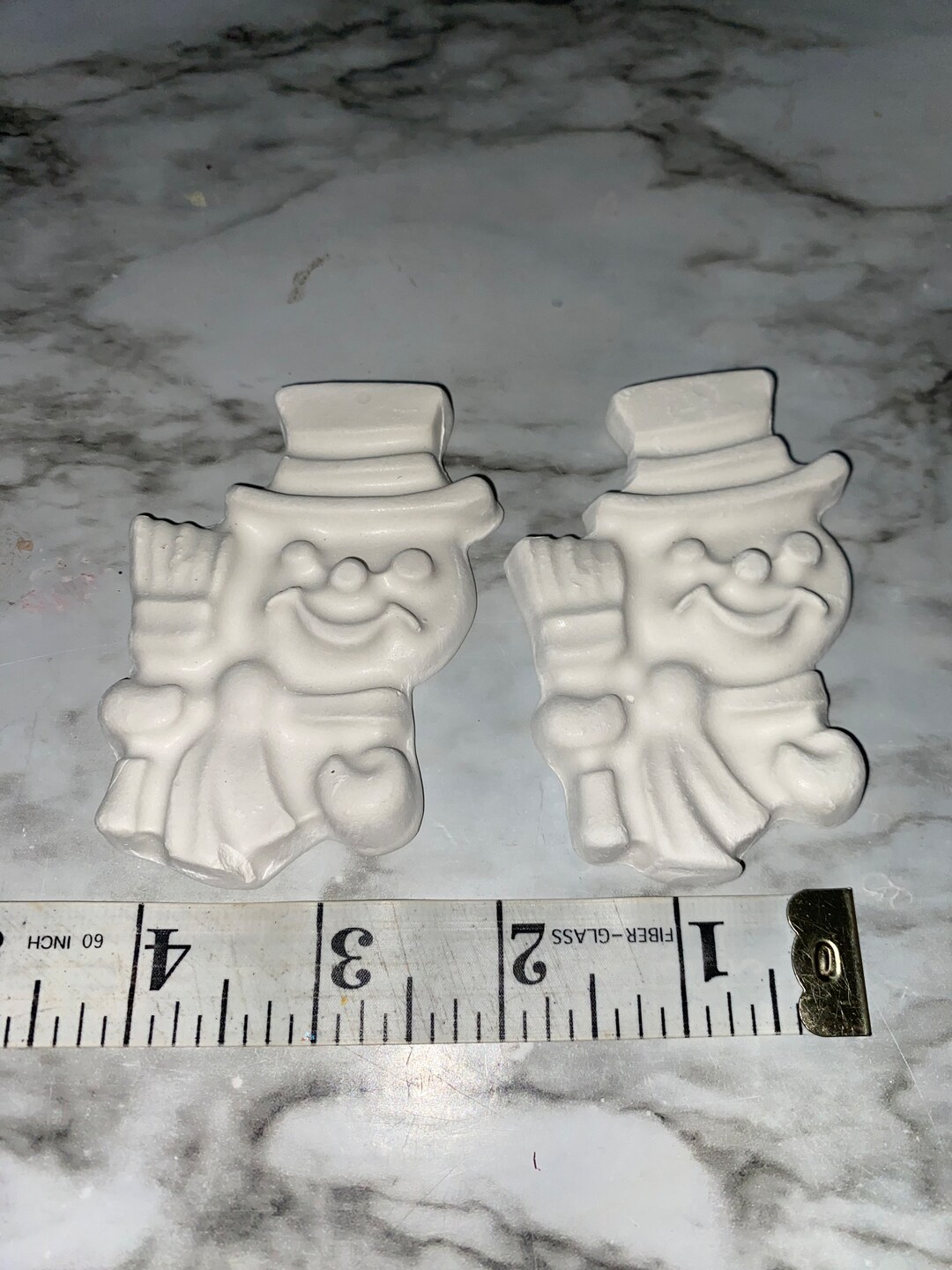Chalkware Snowman Ornament: Ready to Paint Plaster Craft (2 Pieces) - Etsy