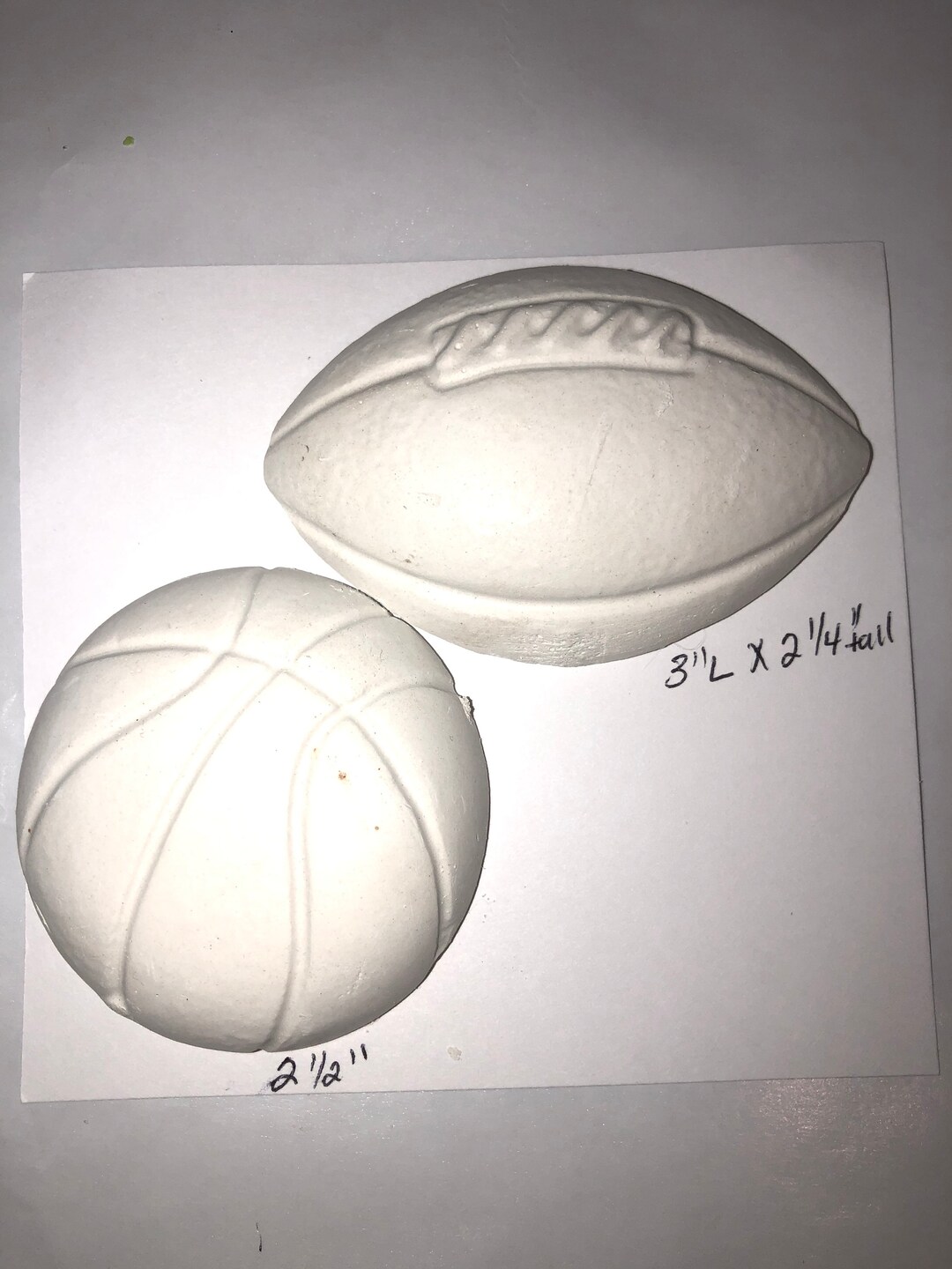 Ready to Paint Plaster Craft Chalkware 2 Piece Sports Balls BASKETBALL ...