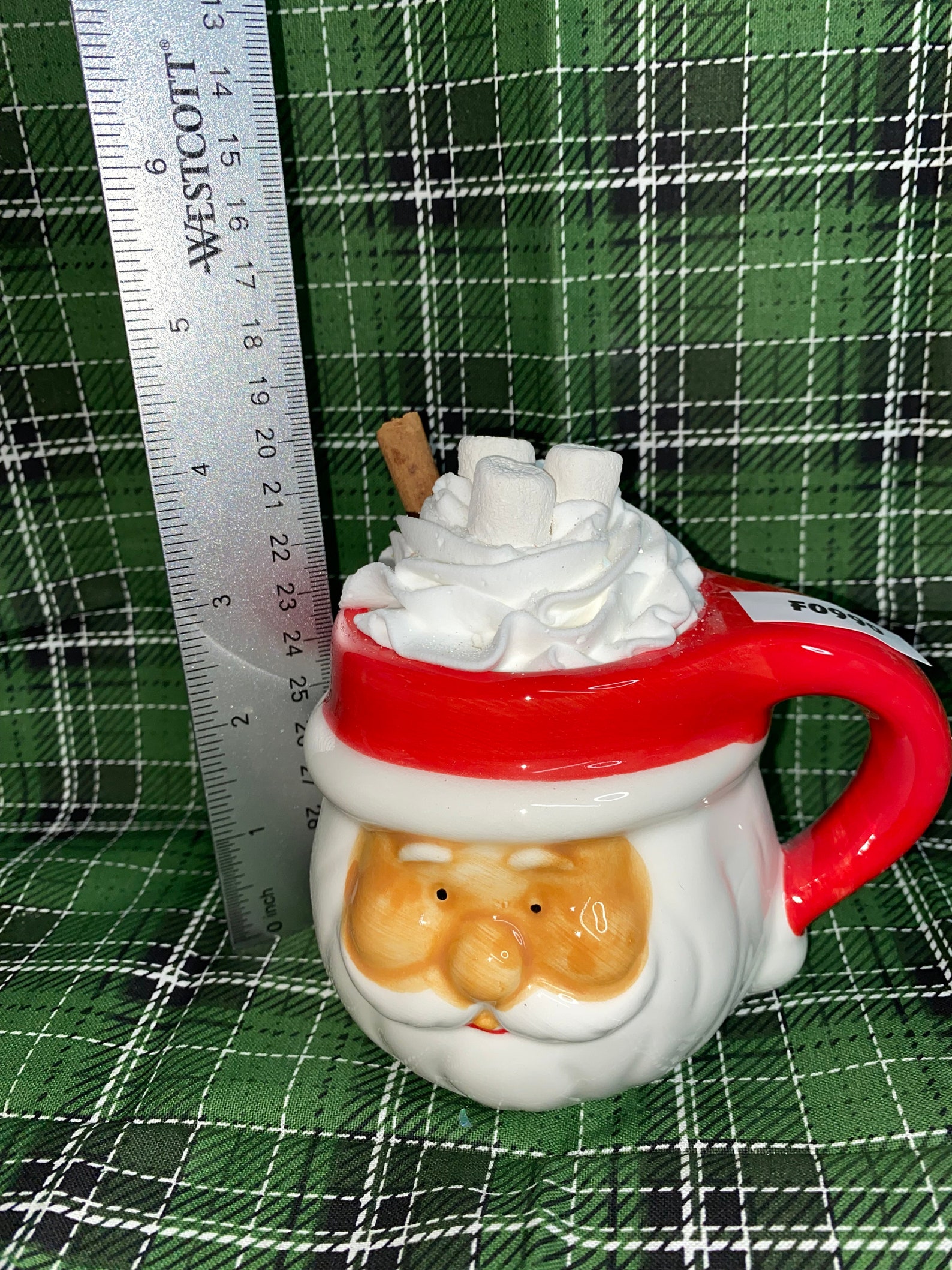 Christmas Theme SANTA CLAUS Glass Coffee Mug Hot Cocoa Whipped Cream ...