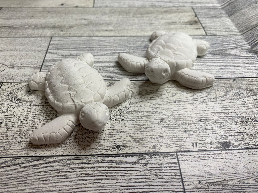 Ready to Paint Plaster Craft Chalkware 2 Piece LARGE 3 in Sea Turtles ...
