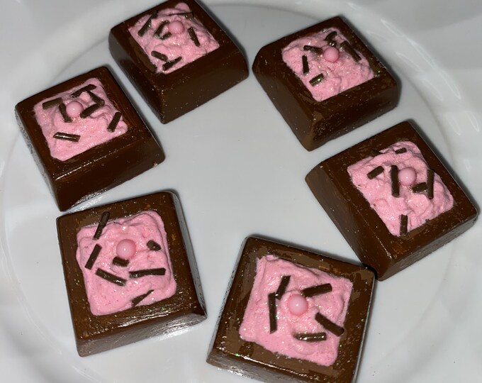 Fake Food Display 6 Piece Chocolate Valentine SQUARE Candies W Pink ...