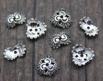 10 Sterling Silver Bead Caps, 925 Stering Silver Bead Caps, 925 Silver ...