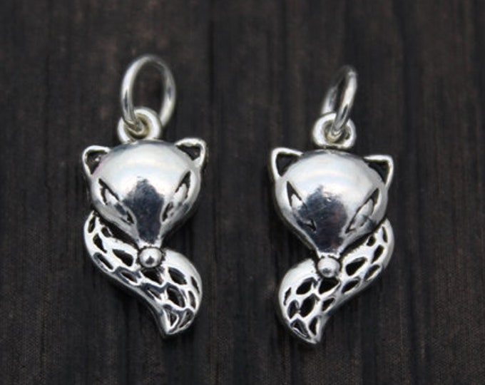 2 Sterling Silver Fox Charms,sterling Silver Fox Pendants,zoo Charms ...