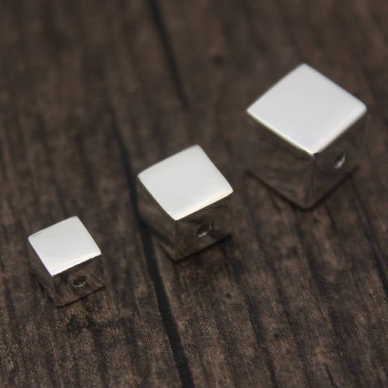 Silver Cube Beads - Etsy