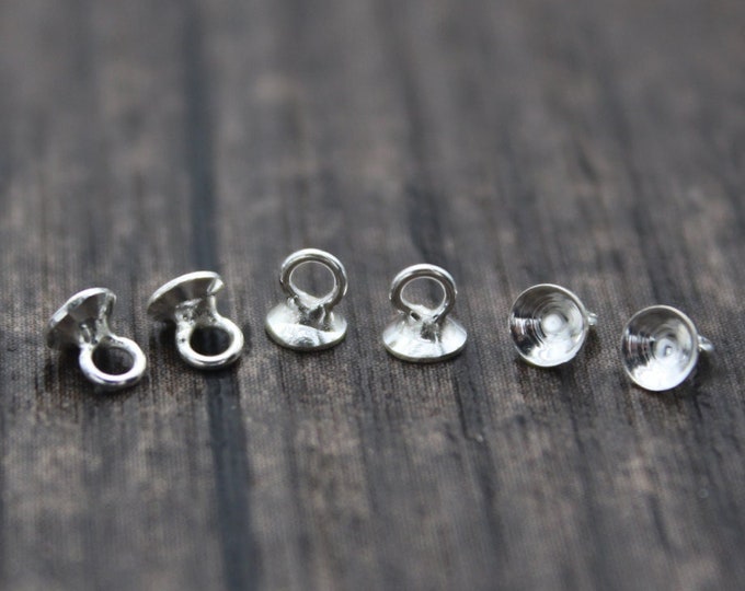 10 Sterling Silver Bead Caps for Undrilled Beads and Pearls,3mm 4mm ...