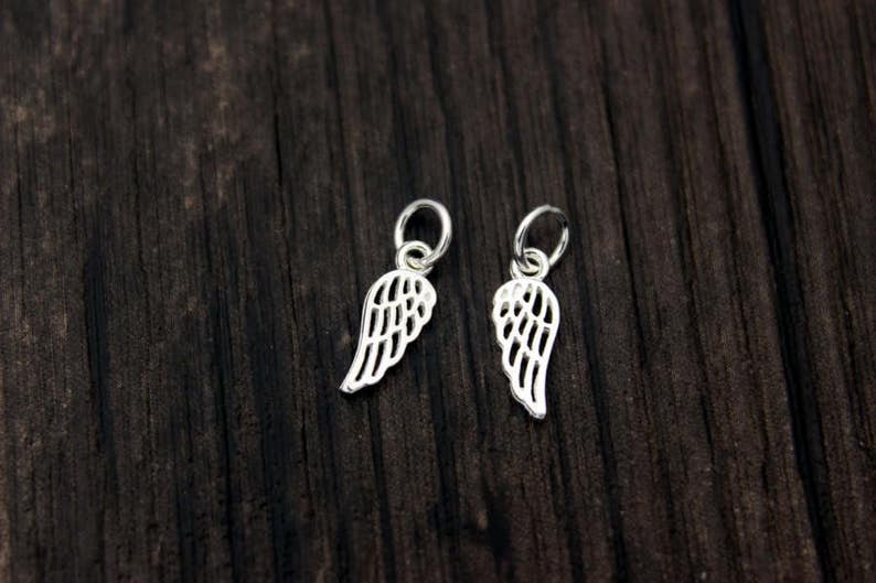 4 Sterling Silver Angel Wing Charmssilver Wing - Etsy