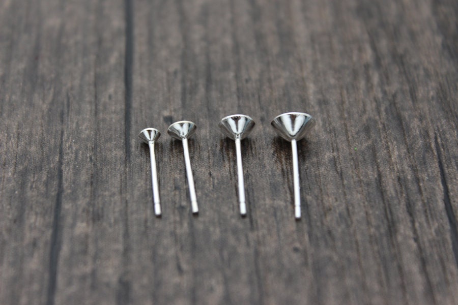 5 Pairs Sterling Silver Earring Posts With 3mm 4mm 5mm 6mm Cup - Etsy