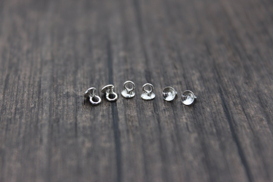 10 Sterling Silver Bead Caps for Undrilled Beads and Pearls,3mm 4mm ...