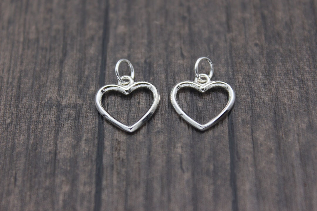 2 Sterling Silver Heart Charms,silver Love Heart Charms,silver Love ...
