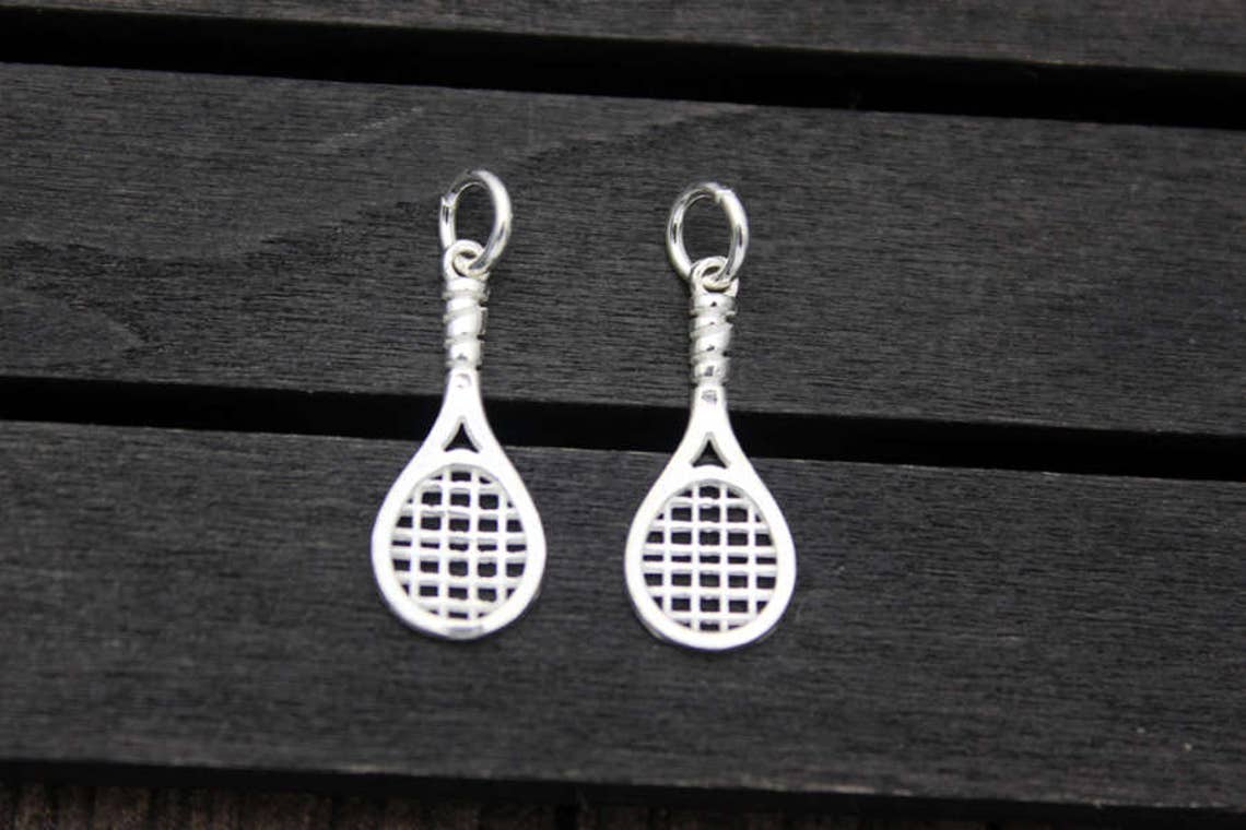 2 Sterling Silver Tennis Racket Charms,sterling Silver Badminton Racket ...