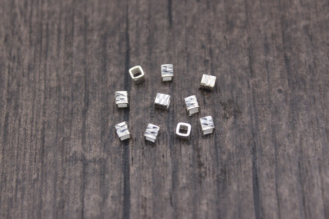 20 Sterling Silver Laser Cut Square Beads,2.5mm Tiny Square Tube Beads ...