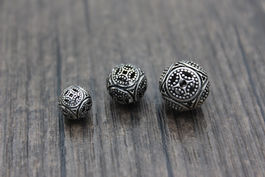 8mm 10mm 12mm Sterling Silver Coin Bead,good Fortune Bead,silver Spacer ...