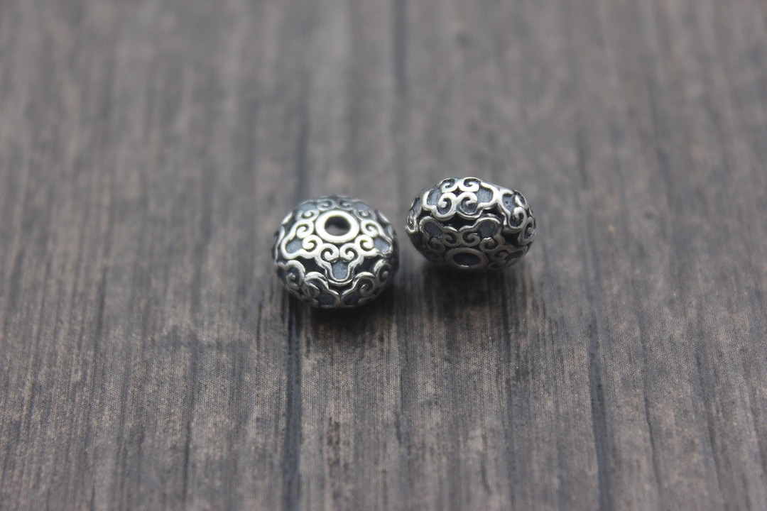2 Sterling Silver Flower Beads,10.5x6mm Silver Hollow Flower Beads ...