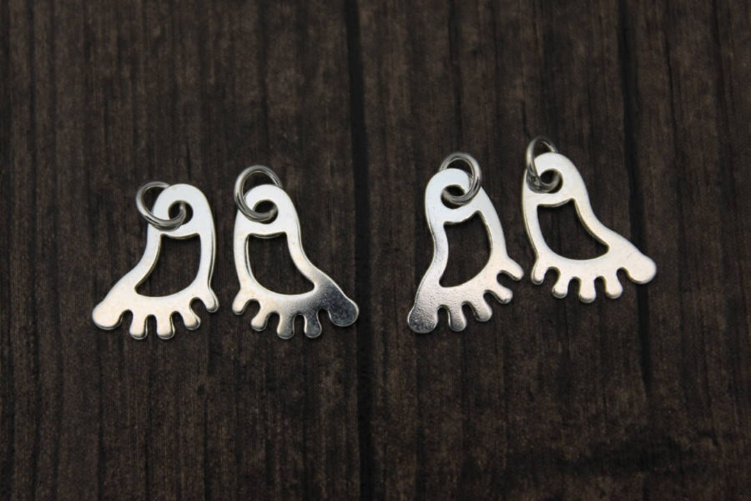 4 Sterling Silver Baby Feet Charmssilver Foot Charmsbaby - Etsy