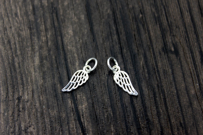 4 Sterling Silver Angel Wing Charmssilver Wing - Etsy