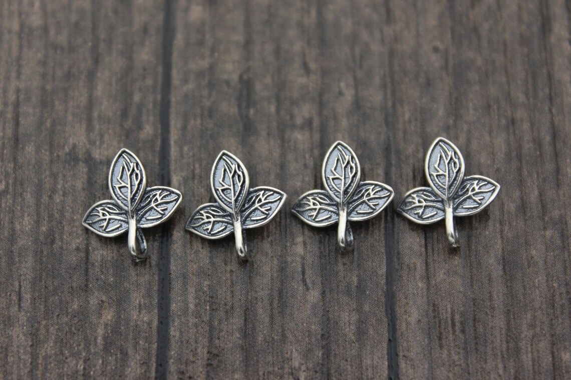 4 Sterling Silver Leaf Charms,double Strand Separators,2 Strand ...