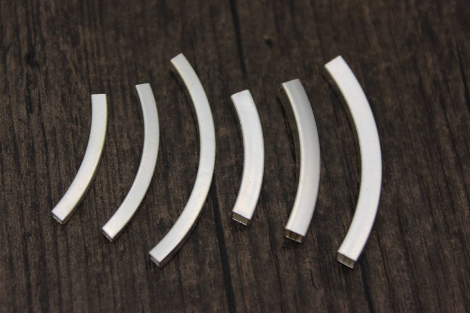 3mm 4mm Sterling Silver Square Tube Beads,silver Curved Tube Bead ...