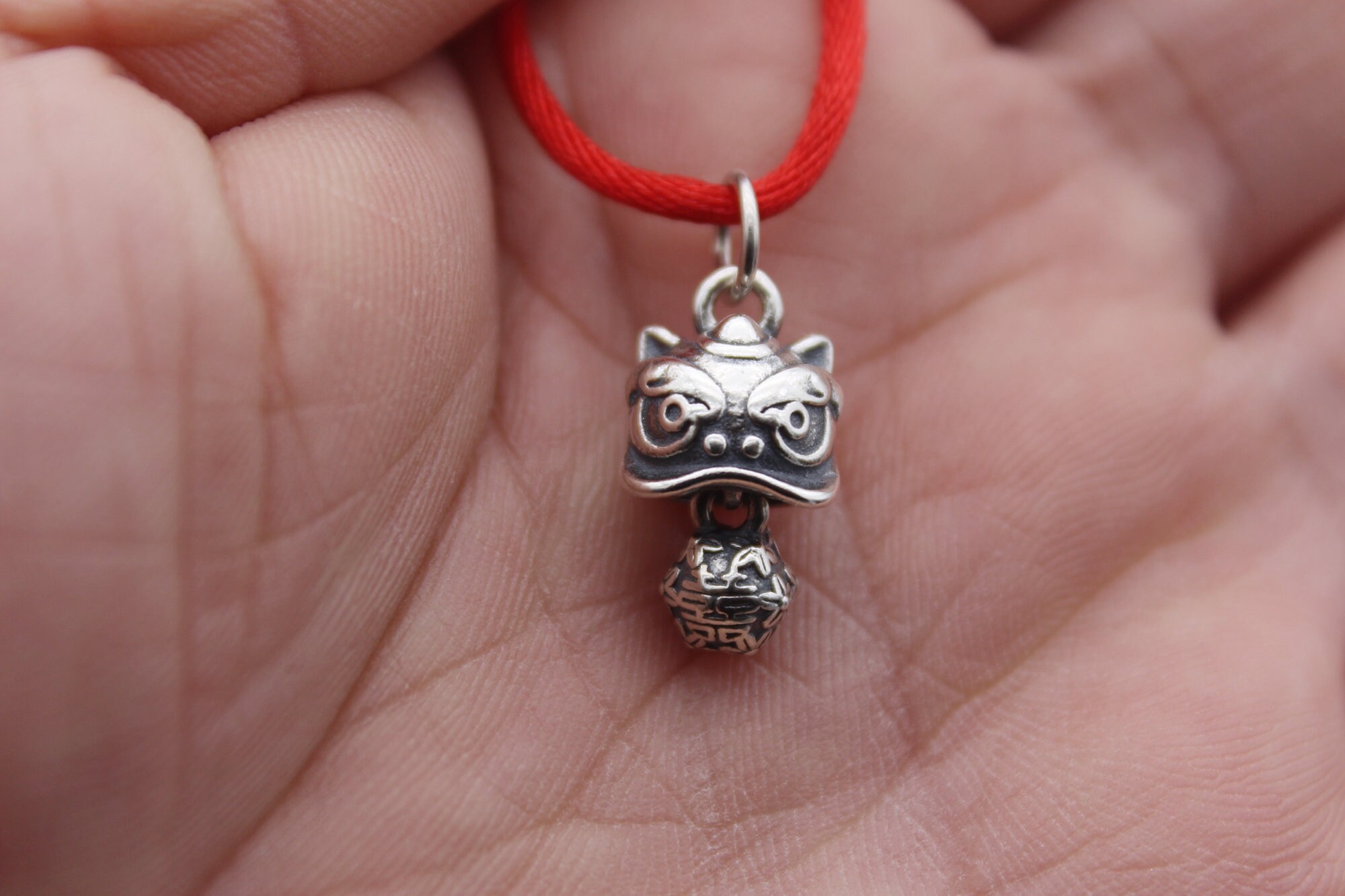 1pc-sterling Silver Lion Charmchinese Lion Dance Charmgood - Etsy