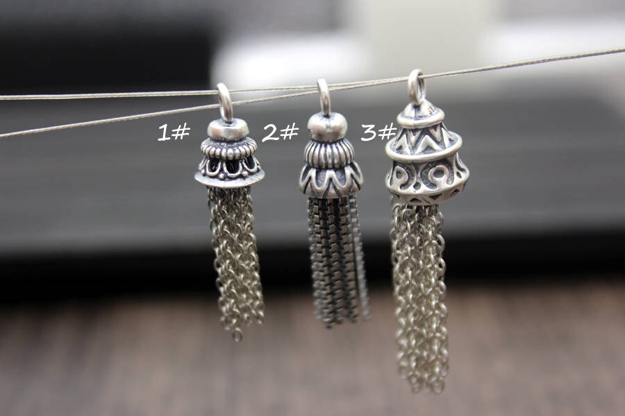 1PC Sterling Silver Tassel Charmsterling Silver Chain Tassel - Etsy