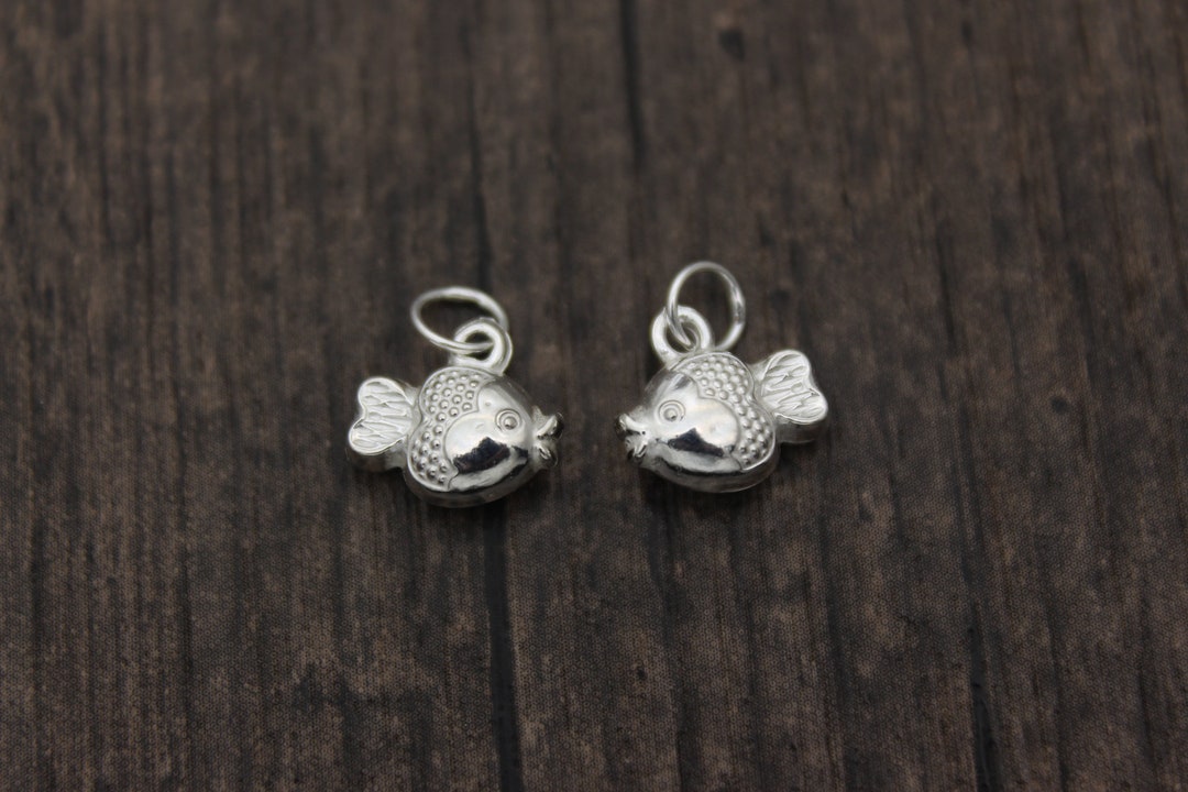 2 Sterling Silver Fish Charms,bracelet Charms - Etsy