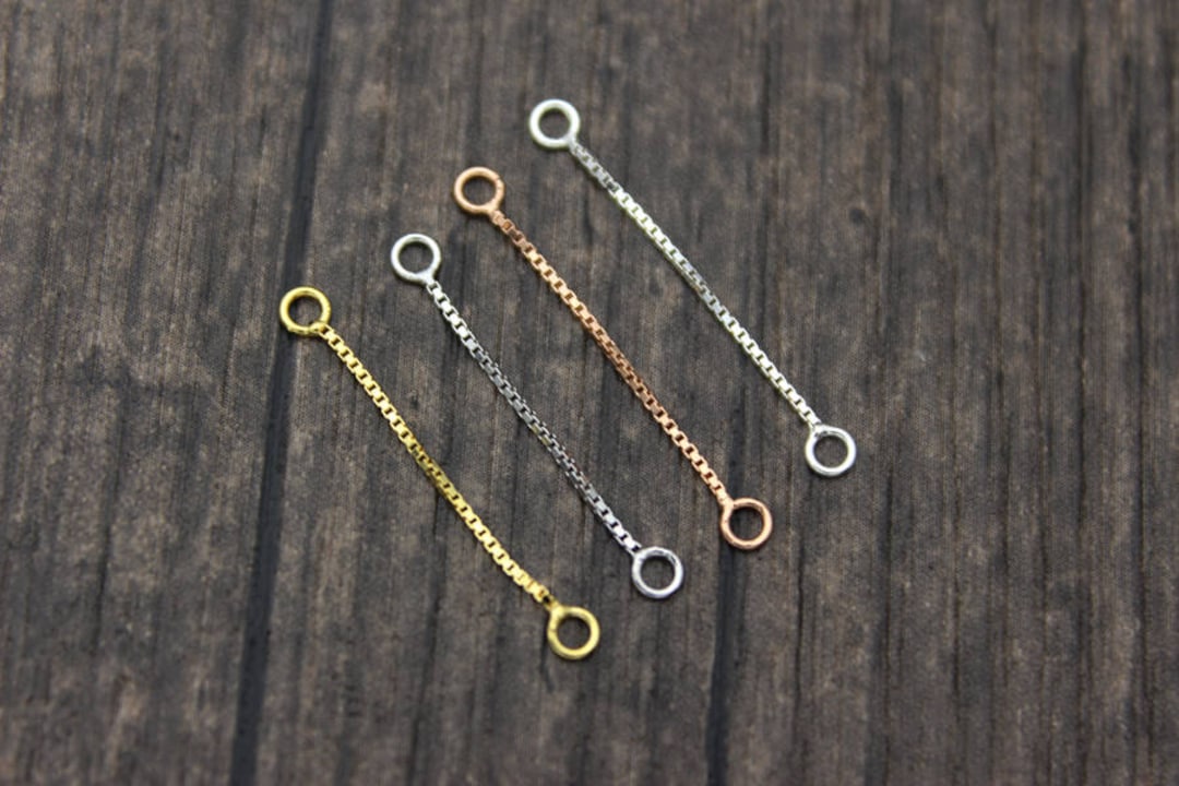 10 Sterling Silver Box Chain Extension Chains,25mm Earring Connector ...