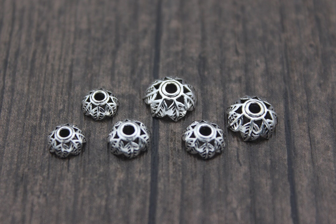 Sterling Silver Leaf Bead Caps,6.5mm 7.5mm 9.5mm Silver Bead Caps ...