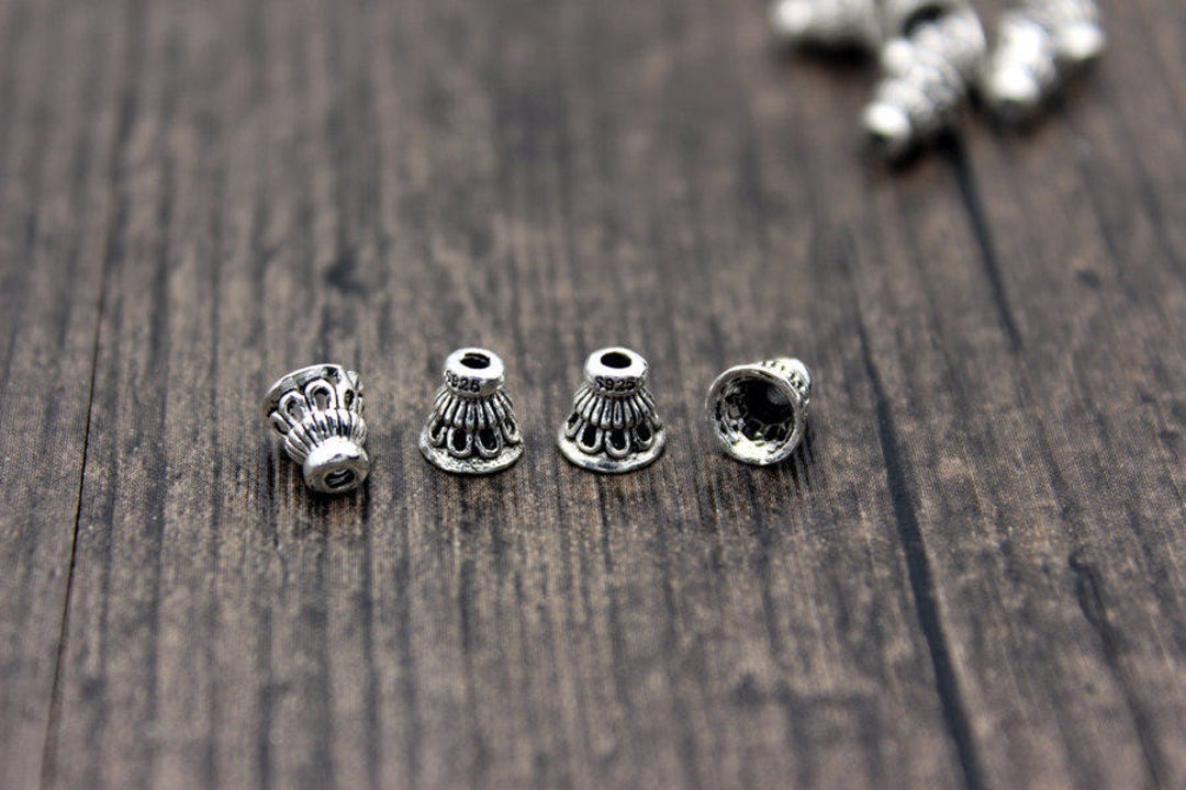 10 Sterling Silver Bead Caps,5mm/6mm Sterling Silver Cone Bead Caps ...