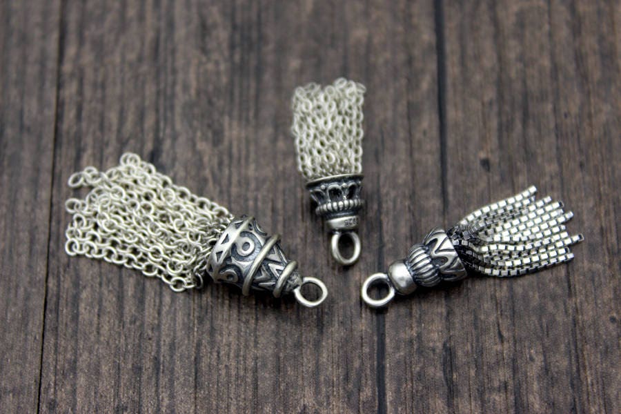 1PC Sterling Silver Tassel Charmsterling Silver Chain Tassel - Etsy