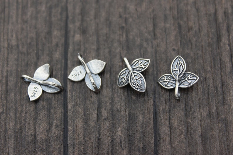 4 Sterling Silver Leaf Charms,double Strand Separators,2 Strand ...