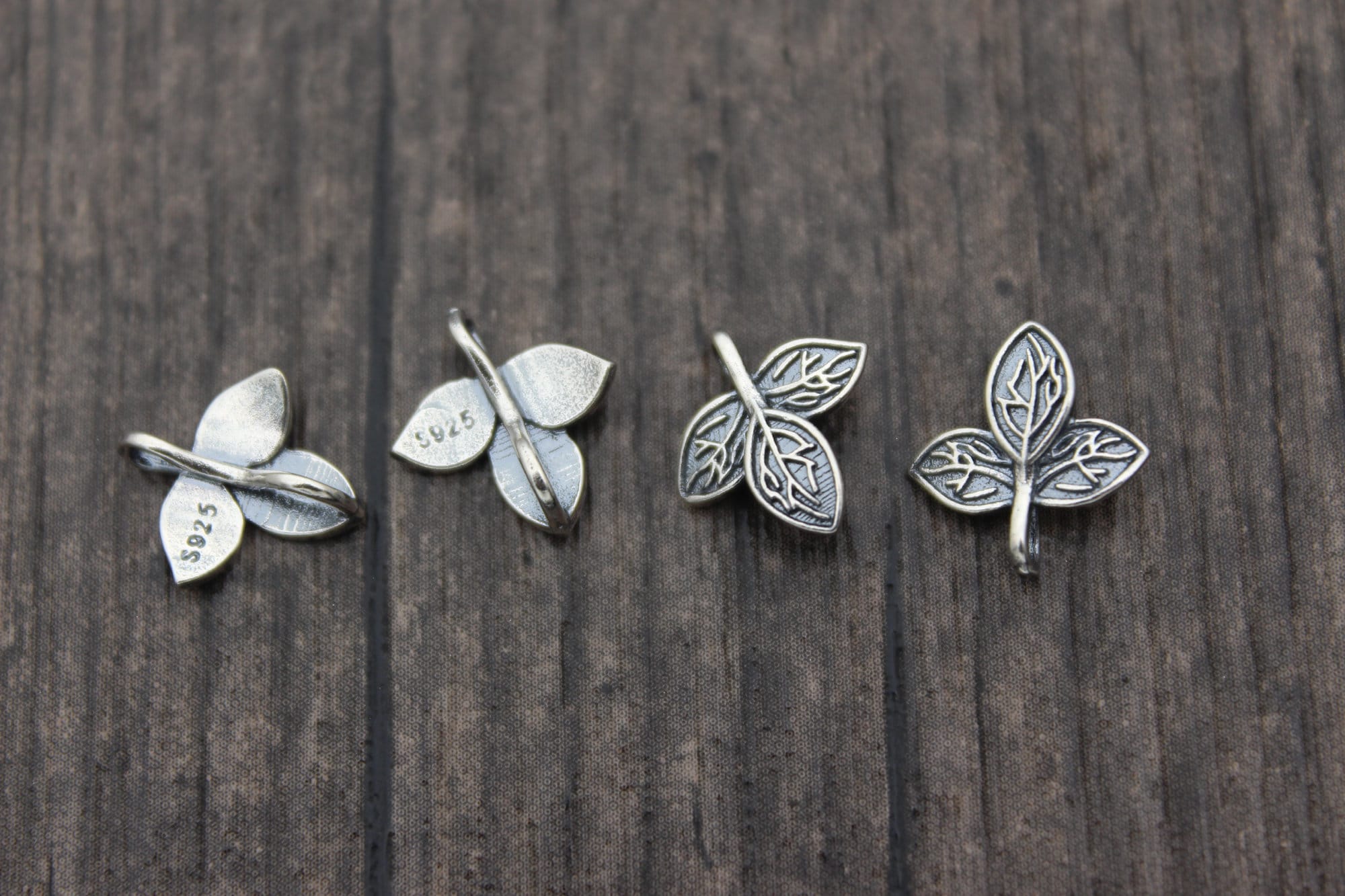 4 Sterling Silver Leaf Charms,double Strand Separators,2 Strand ...