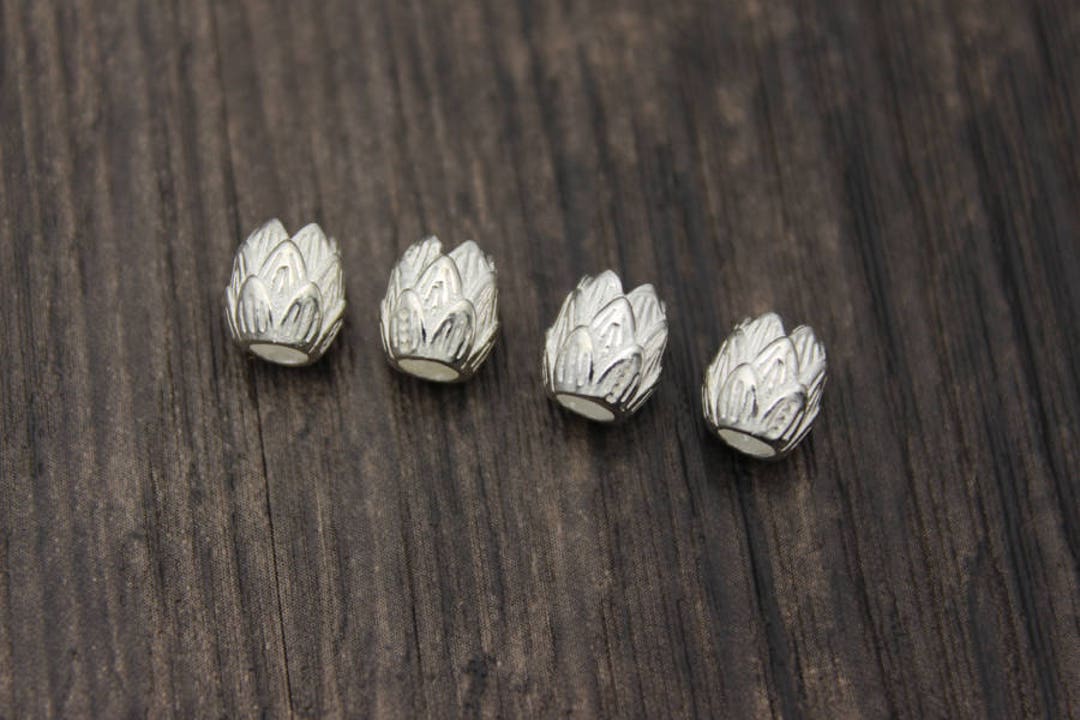 4 Sterling Silver Lotus Beads,lotus Flower Beads,lotus Spacer Beads ...