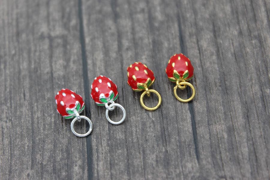 1PC Sterling Silver Strawberry Charmred Enamel Strawberry - Etsy