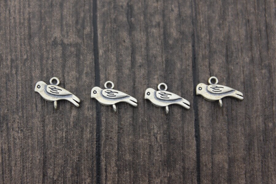 2 Sterling Silver Bird Charmssterling Silver Bird | Etsy