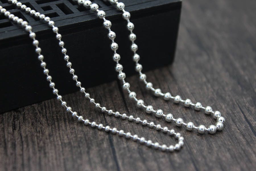 2MM 3MM Sterling Silver Bead Chain,sterling Silver Ball Chain,silver ...