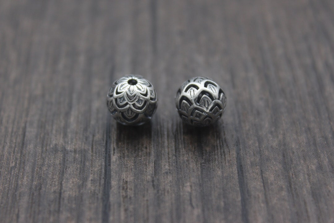 2 Sterling Silver Lotus Beads,9.5mm Silver Lotus Flower Beads,lotus ...