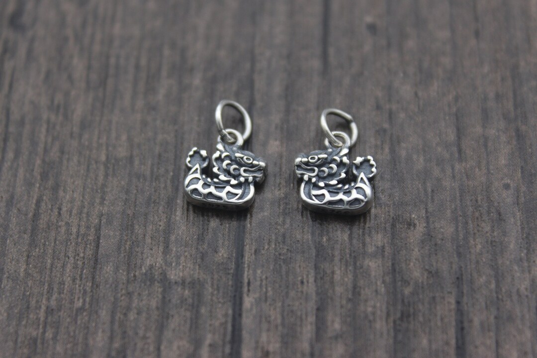 2 Sterling Silver Dragon Charms,chinese Zodiac Charms,tiny Dragon ...