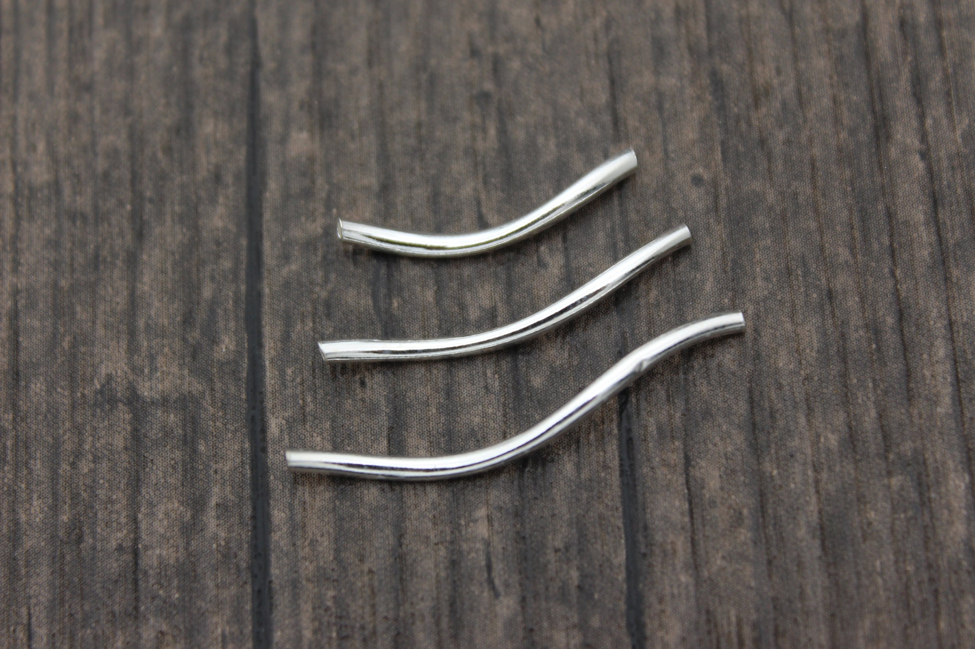 10 Sterling Silver Tube Beads,1.5mm X 20mm/25mm/30mm,silver Curved Tube ...