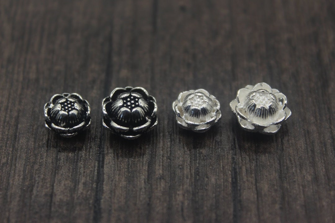 9MM 10MM Sterling Silver Lotus Bead,lotus Flower Bead,lotus Spacer Bead ...