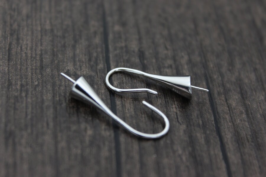 2pcs Sterling Silver Ear Hook for Half Drilled Pearls and | Etsy