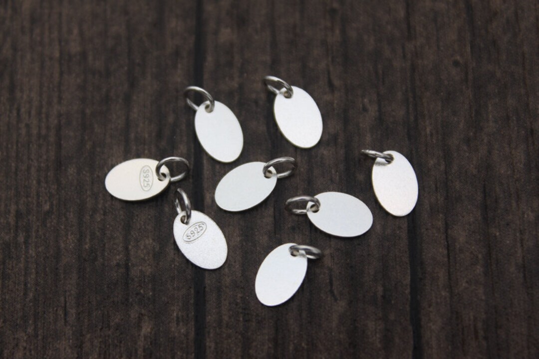 4 Sterling Silver Oval Tags,5x7mm Stamped Oval Tags,oval Shaped ...