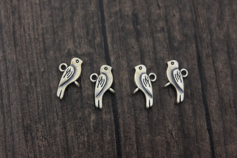 2 Sterling Silver Bird Charmssterling Silver Bird | Etsy