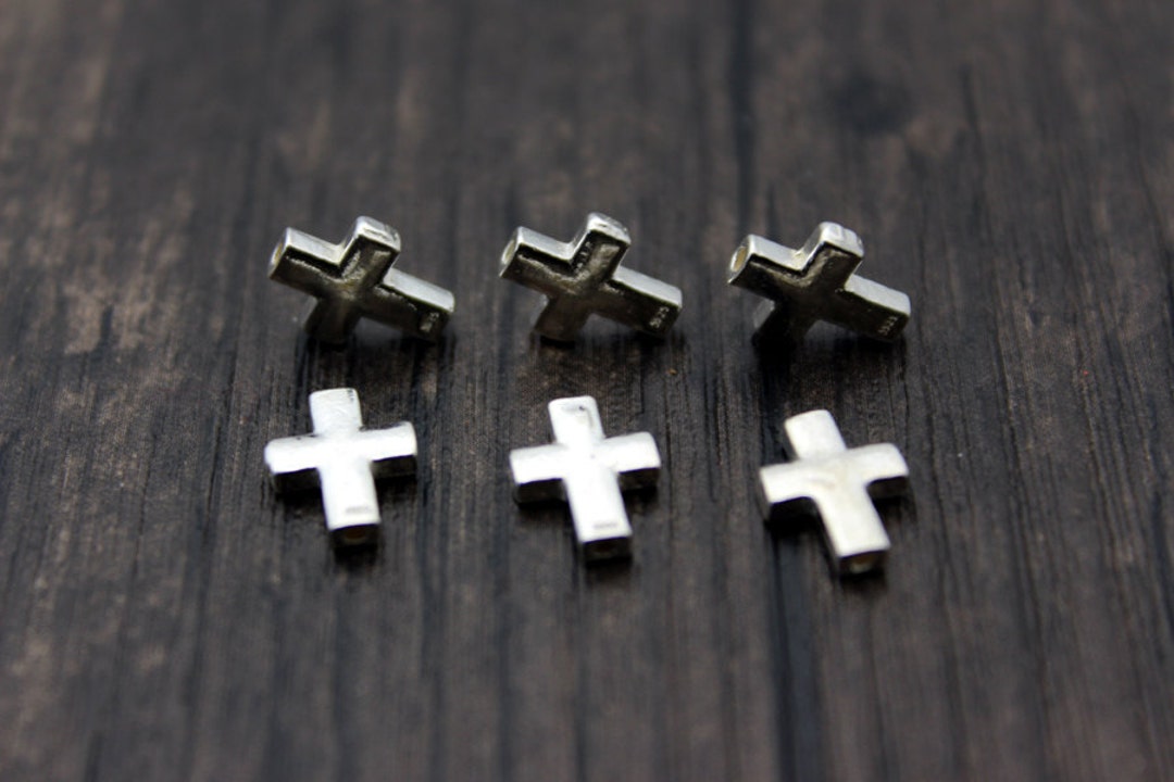2 Sterling Silver Cross Beads,sterling Silver Cross Spacer Beads,silver ...